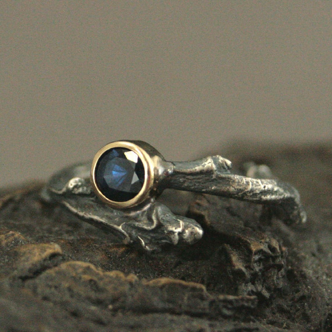 Forest Rain Sapphire Engagement Ring Twig Ring Gold - Etsy