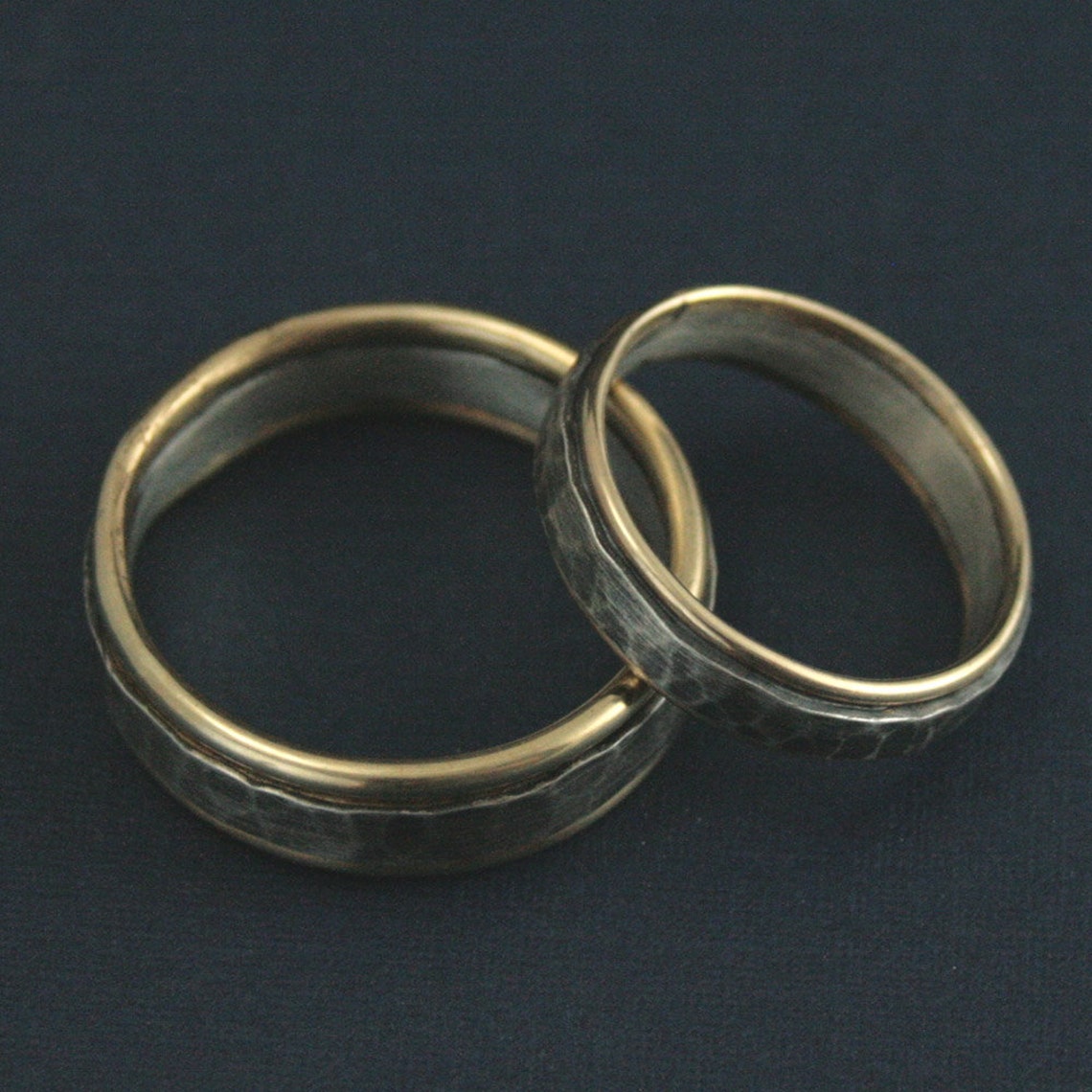 Bands Mixed Metal Rings Rustic Wedding Bands Mens Wedding - Etsy