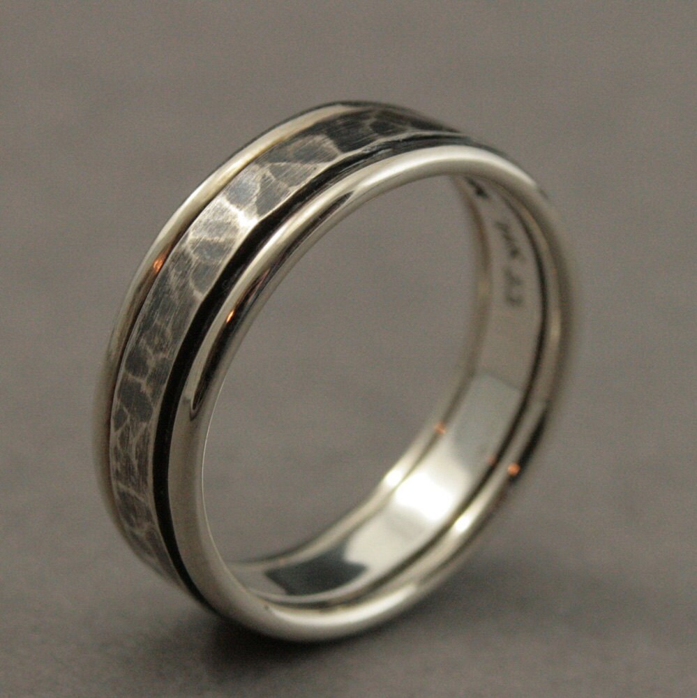 Ring Hammered Silver Band Distressed Ring Oxidized Silver Band 14K ...