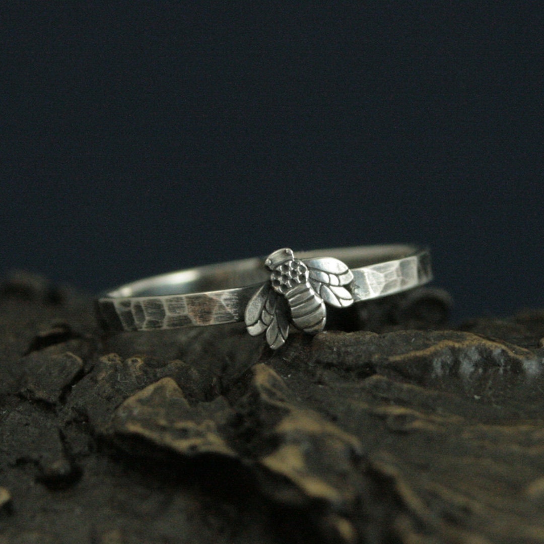 Queen Bee Ring--sterling Silver Queen--honey Bee Band--bumblebee Ring ...