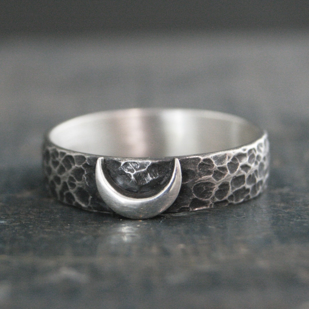 Moon Knight Inspired Ring Moon Ring Crescent Moon Ring for Men Sterling Silver 925 Hammered ...