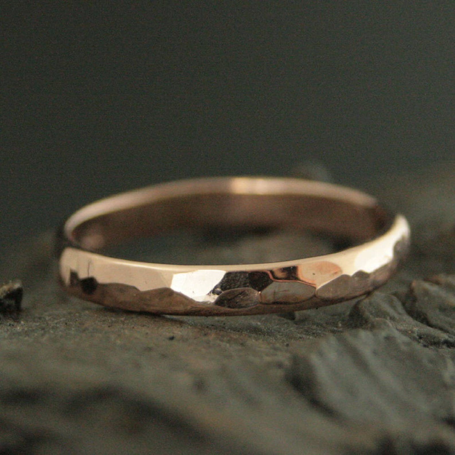 Hammered Rose Gold Ring Women’s Wedding Band Men’s Wedding Ring ...