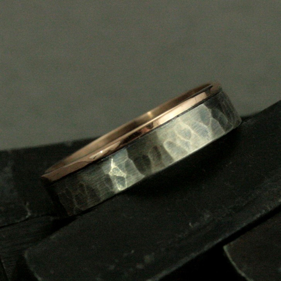 Two Tone Wedding Ring the Centurion Band 14K Rose Gold and Sterling ...