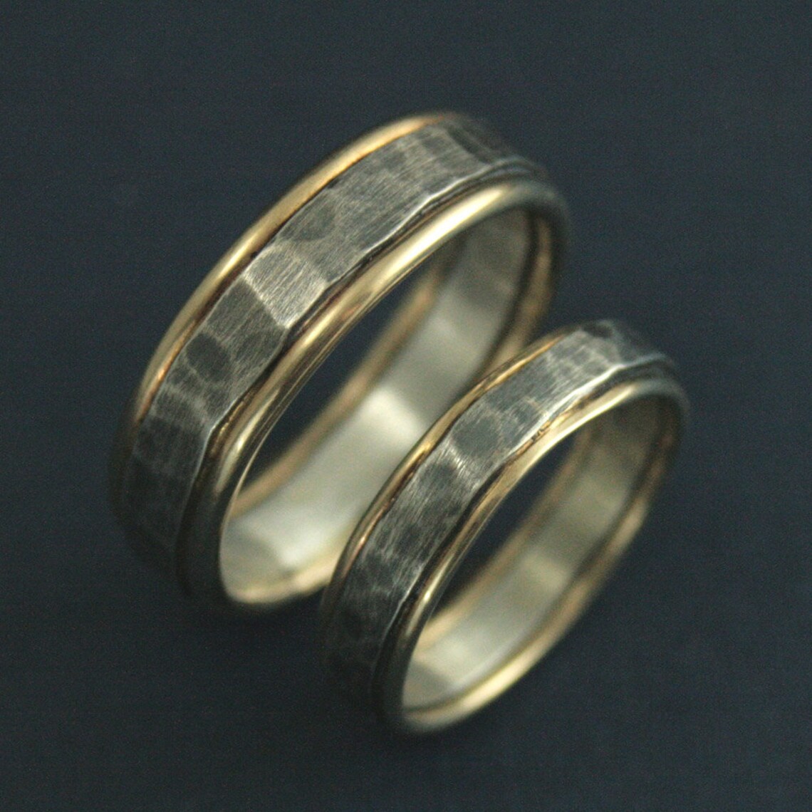 Bands Mixed Metal Rings Rustic Wedding Bands Mens Wedding - Etsy