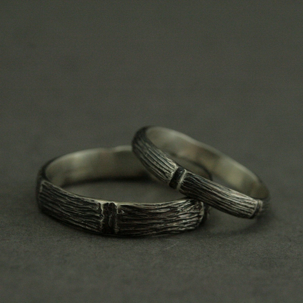 Woodland Wedding Set Handmade Forest Wedding Rings - Etsy