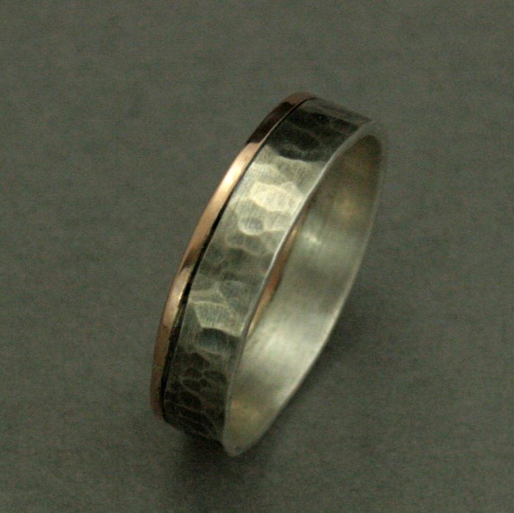 Two Tone Wedding Ring the Centurion Band 14K Rose Gold and Sterling ...