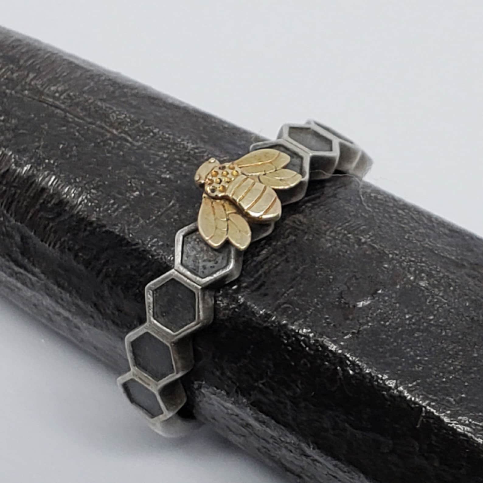 Gold Bee Ring Honeycomb Ring Bumblebee Ring Drone Ring Honey - Etsy