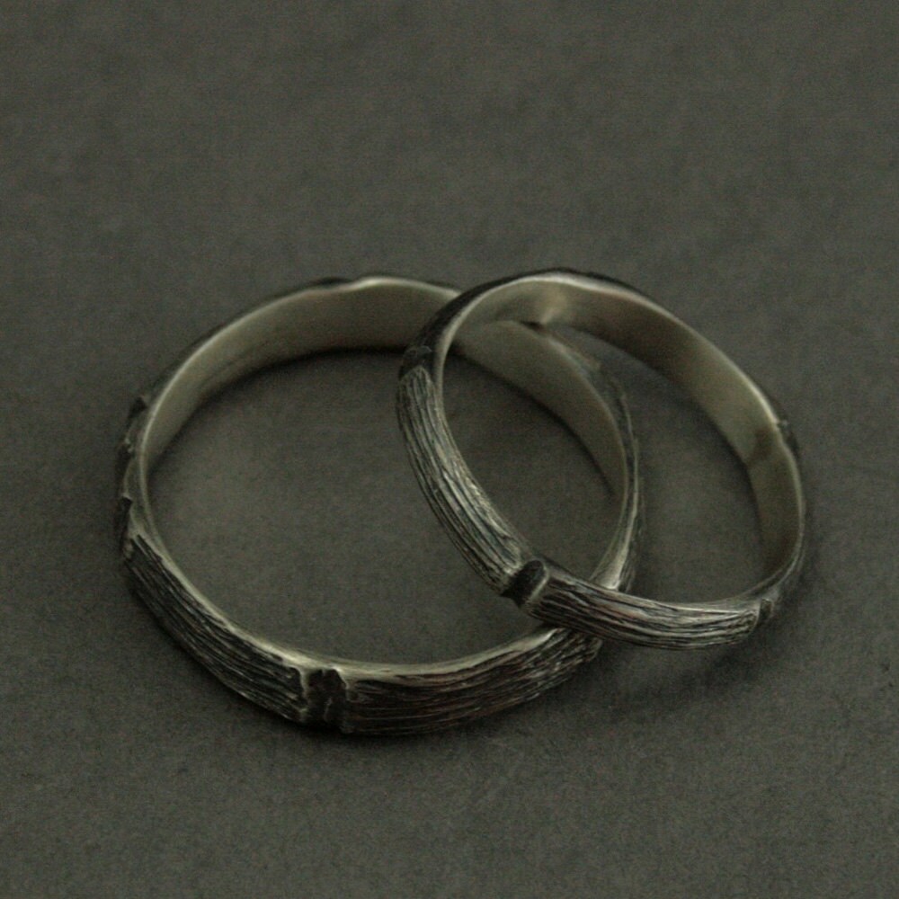 Woodland Wedding Set Handmade Forest Wedding Rings - Etsy
