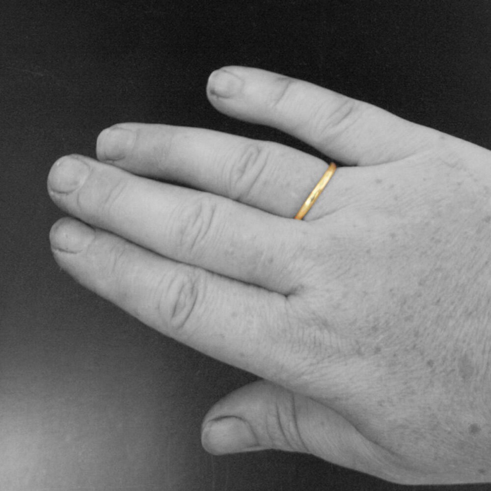 Hammered Full Round Bandsolid 14K Gold Full Round Ring14 - Etsy