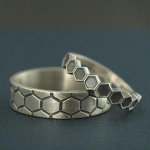 Bands Honeycomb Rings Honey Comb Bands Hexagon Rings Bee Bands | Etsy