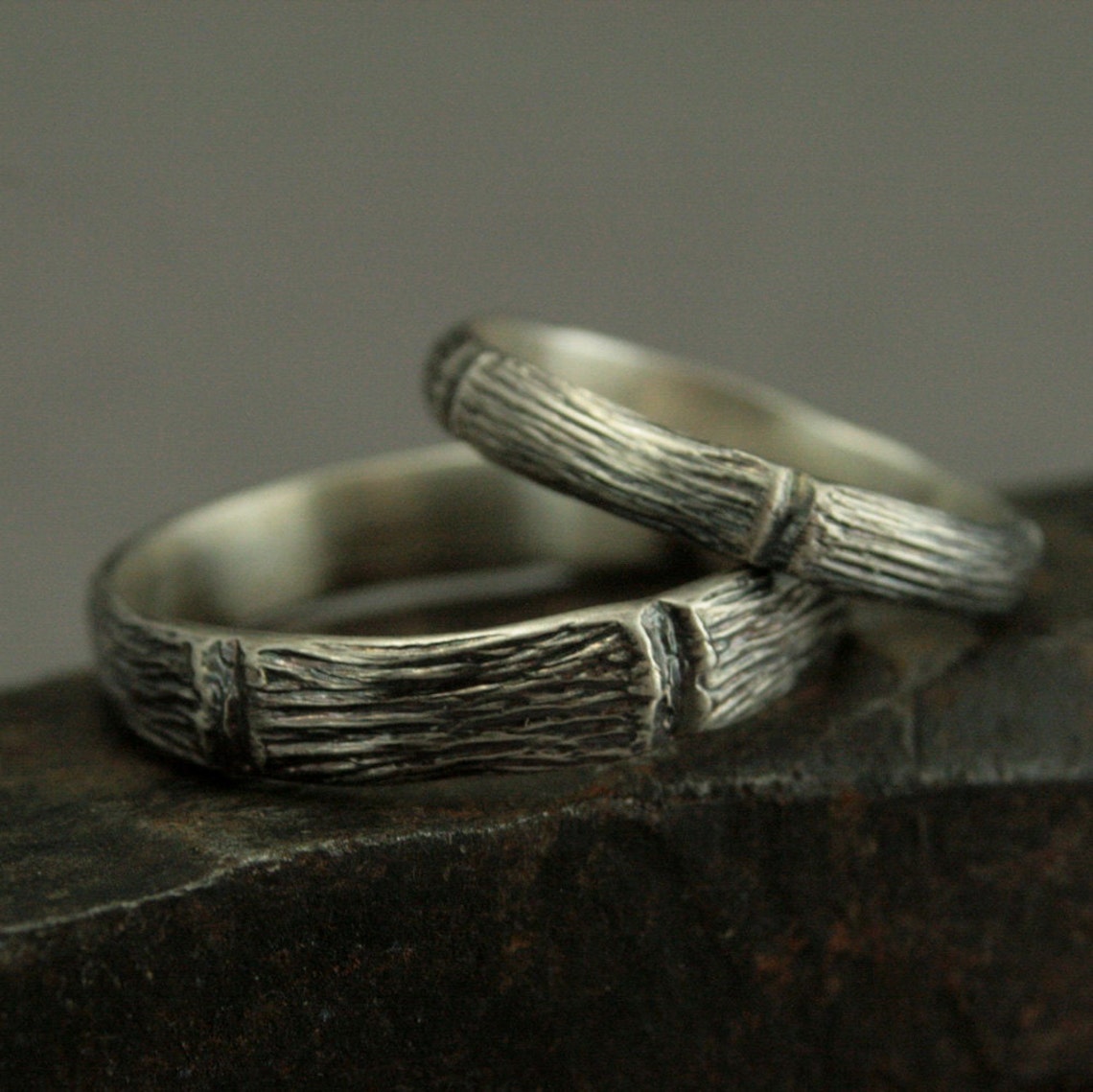 Woodland Wedding Set Handmade Forest Wedding Rings - Etsy