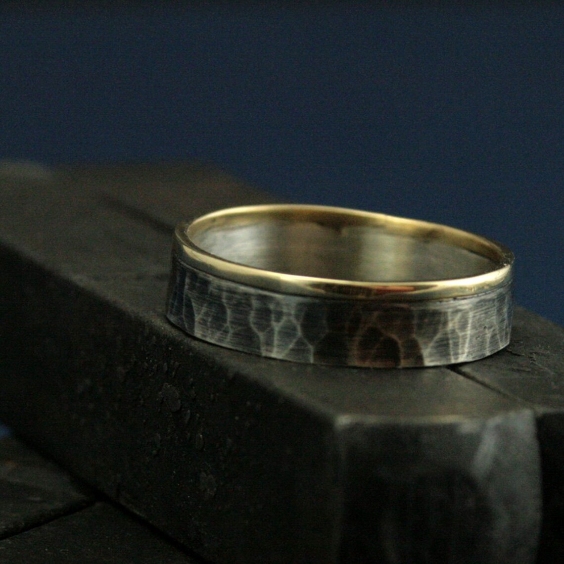 Yellow Gold and Silver Wedding Ring - the Centurion Band - Solid 14K ...