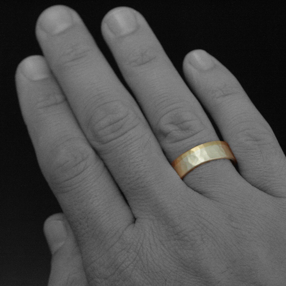 Two Tone Wedding Band Rustic Wedding Band 6.5mm Wide Band Gold & Silver ...