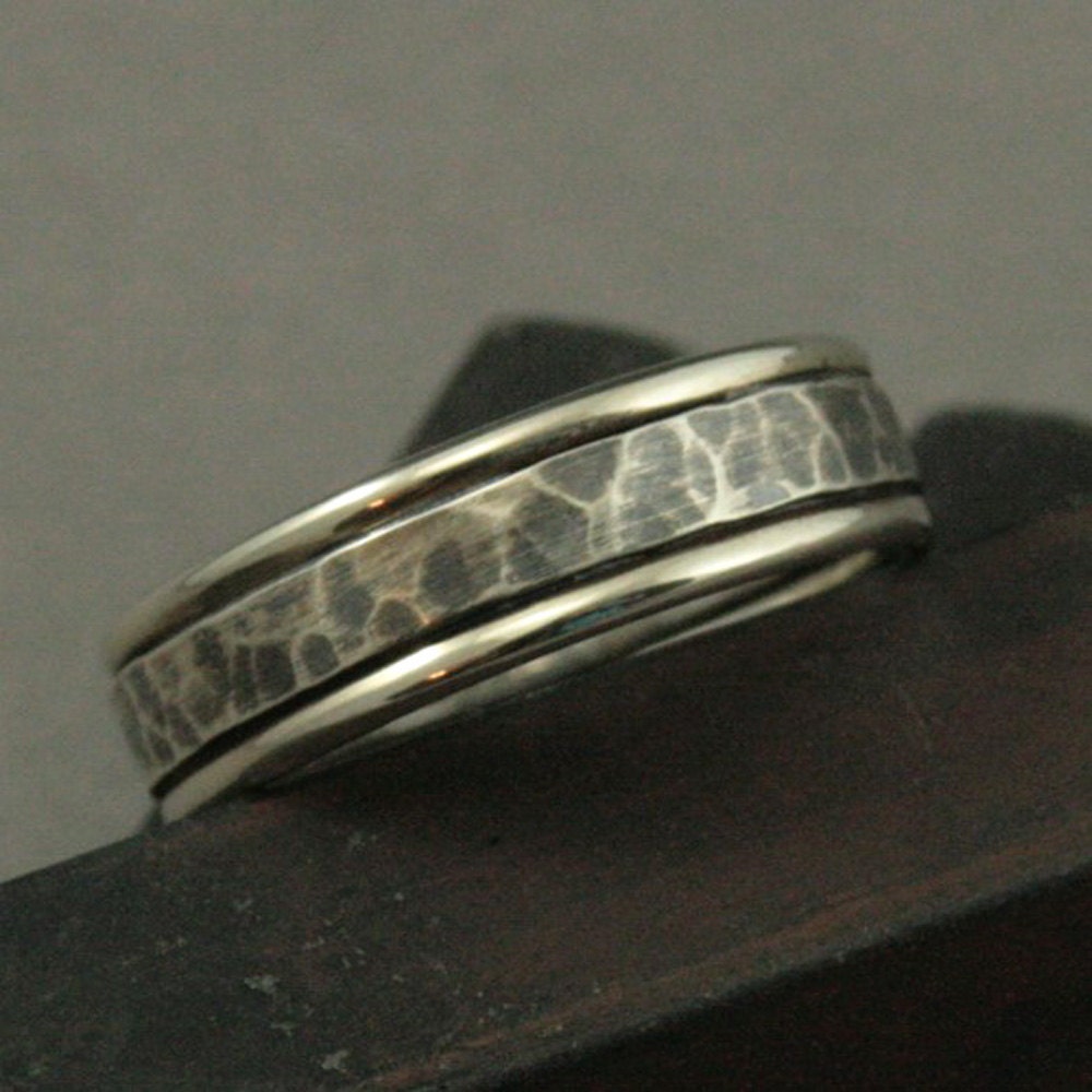Ring Hammered Silver Band Distressed Ring Oxidized Silver Band 14K ...