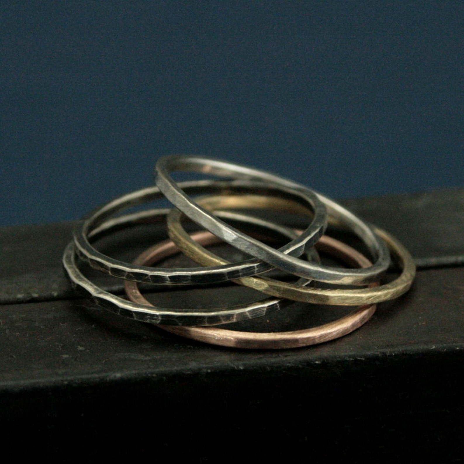 Sassy Super Stackers Hammered Stacking Set FIVE Stacker - Etsy