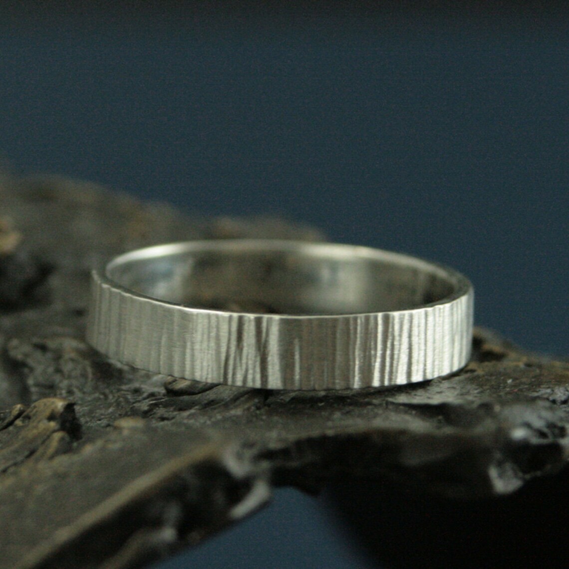 Silver Bark Ring - Bark Band - Rustic Wedding Band - Tree Bark Ring ...