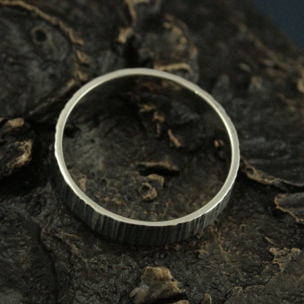 Silver Bark Ring Bark Band Rustic Wedding Band Tree Bark | Etsy