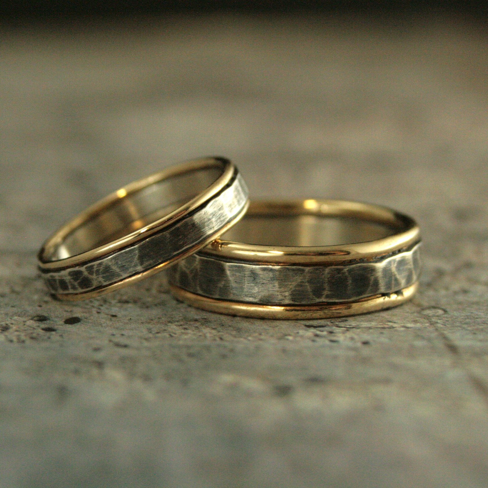 Bands Mixed Metal Rings Rustic Wedding Bands Mens Wedding | Etsy