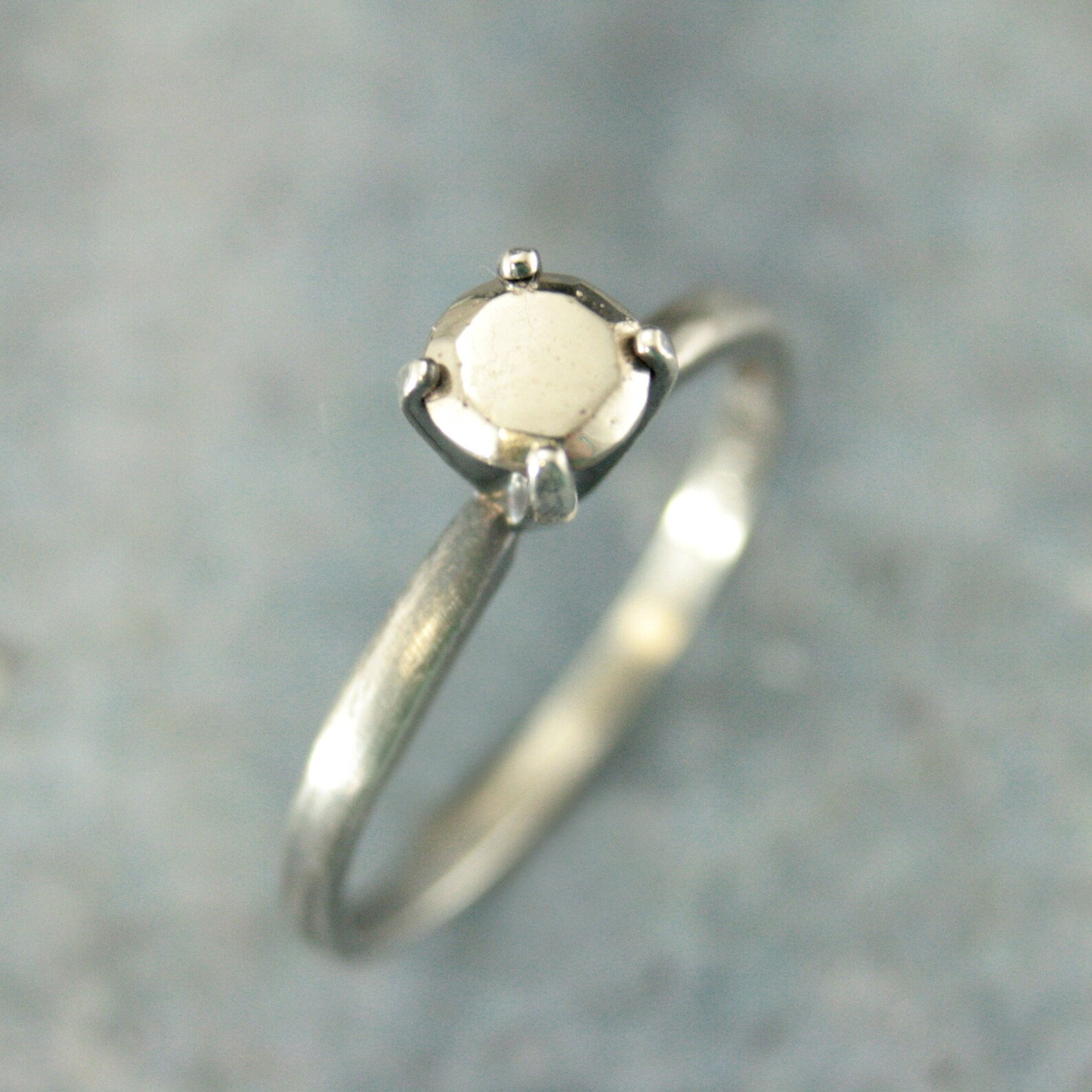 Gold Stone Ring Solid Cast Gold Faceted 6mm Round Stone in | Etsy