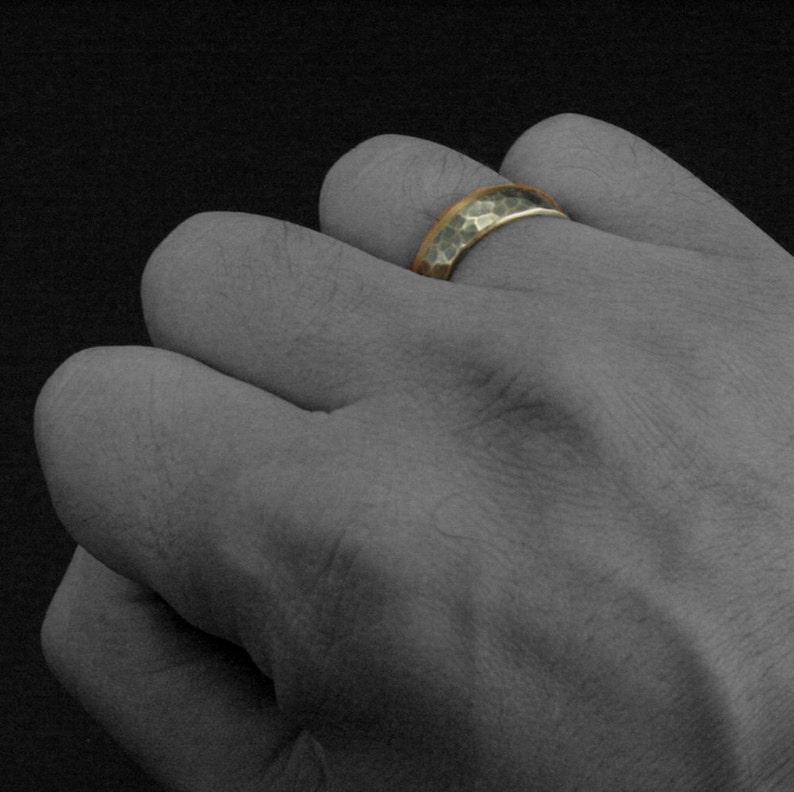 Revolution Ring Two Tone Hammered Ring 14K Gold Edged Sterling Silver ...