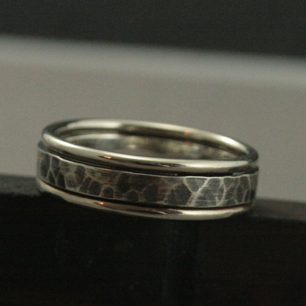 Ring Hammered Silver Band Distressed Ring Oxidized Silver Band 14K ...