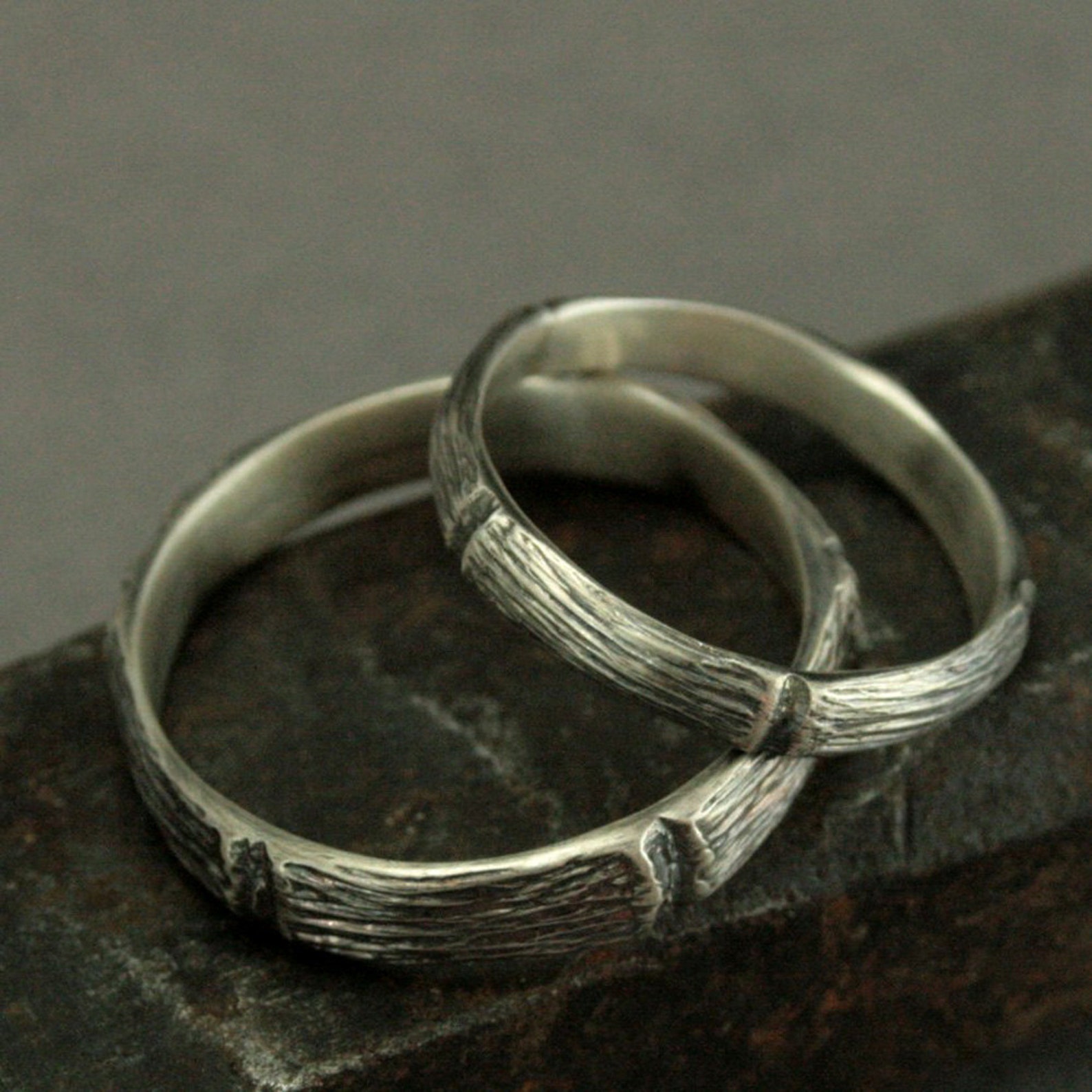 Woodland Wedding Set Handmade Forest Wedding Rings - Etsy