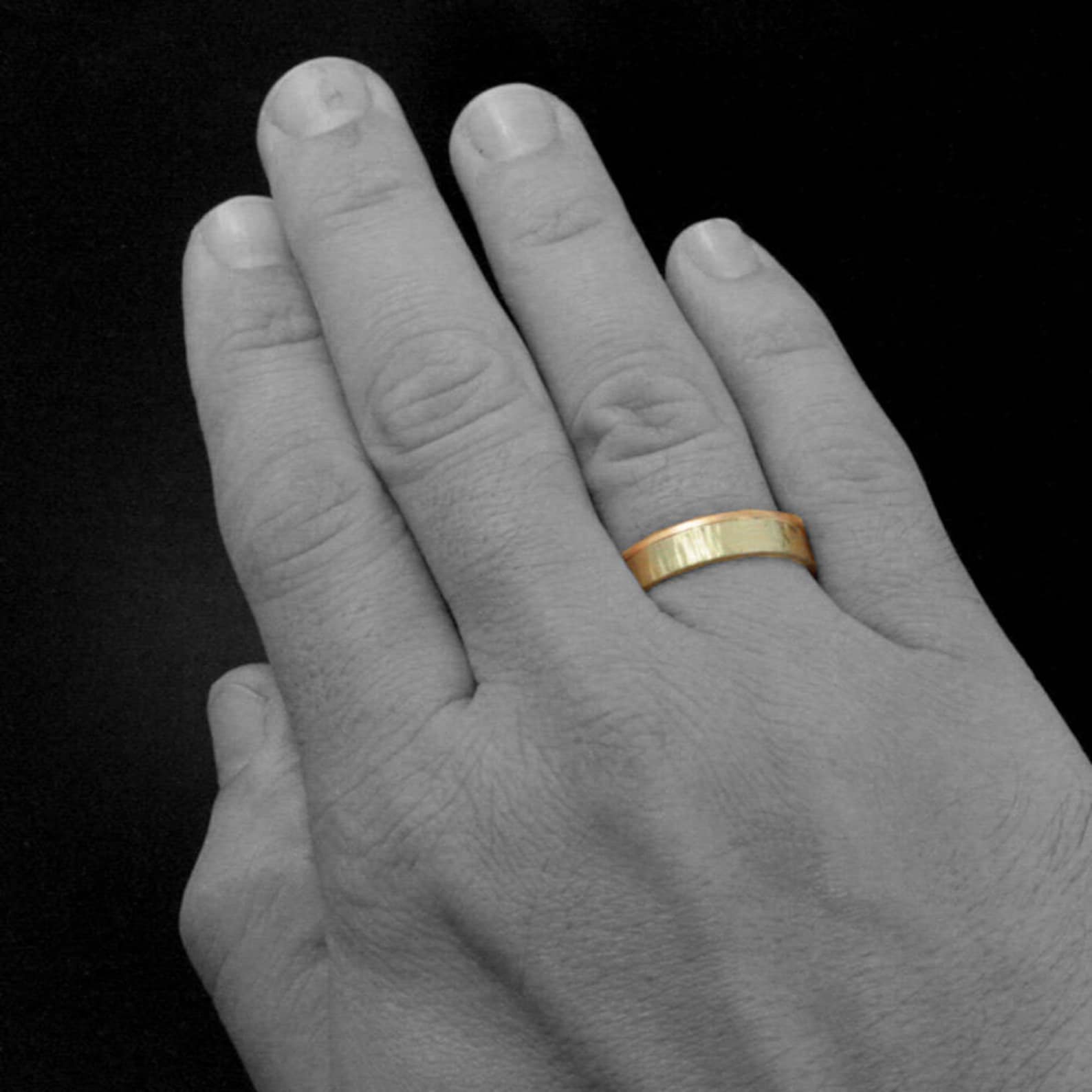 Solid Gold Two Tone Ringmen's Wedding Ringbark - Etsy