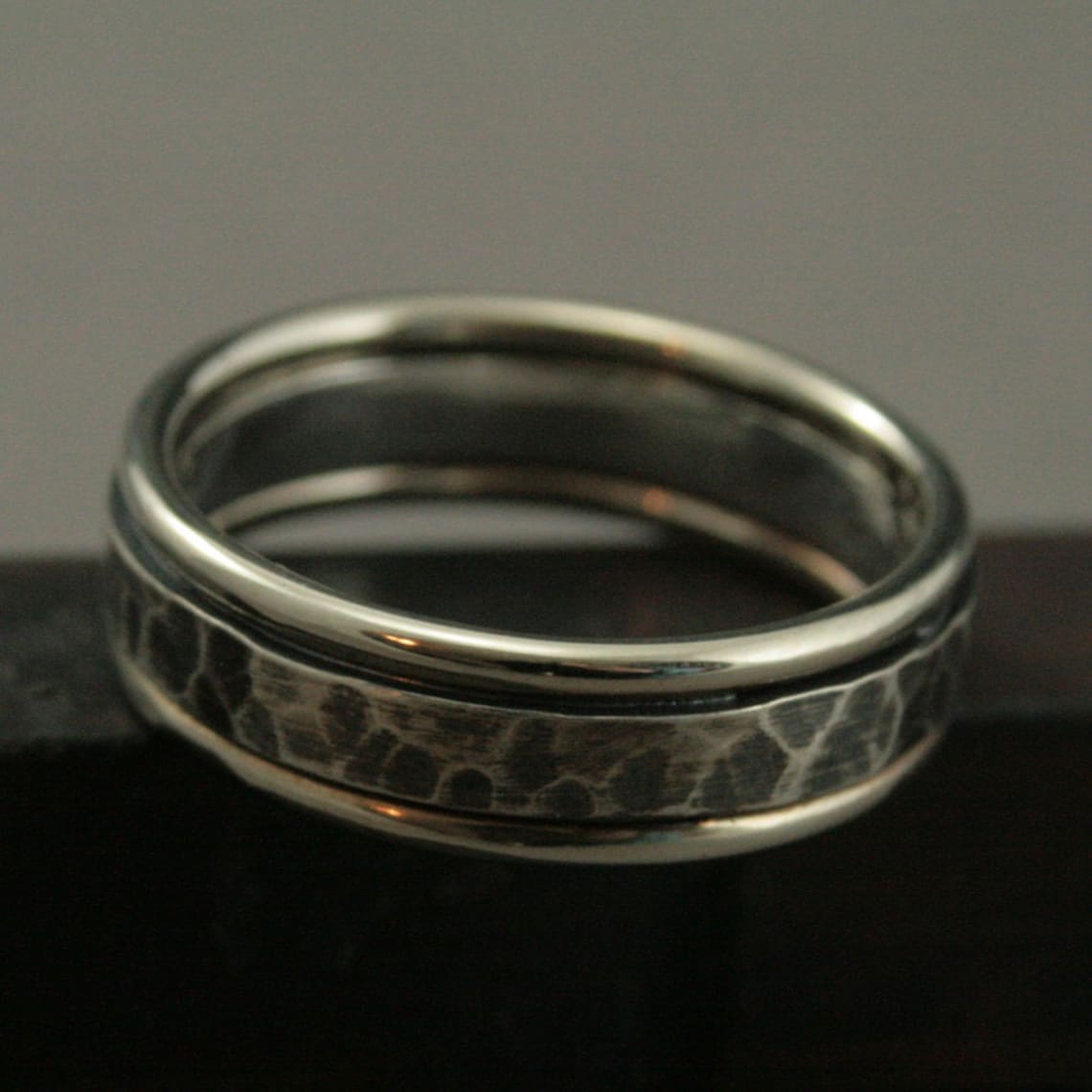 Ring Hammered Silver Band Distressed Ring Oxidized Silver Band 14K ...