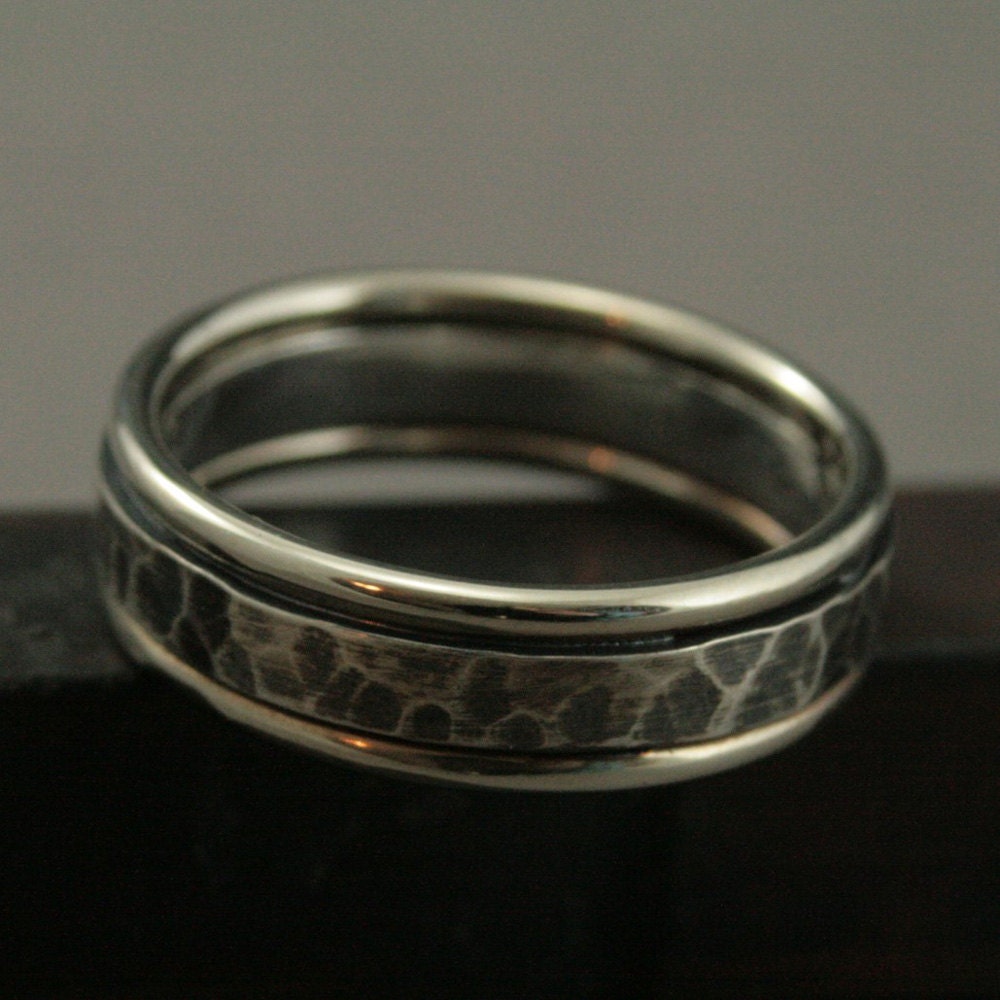 Ring Hammered Silver Band Distressed Ring Oxidized Silver Band 14K ...
