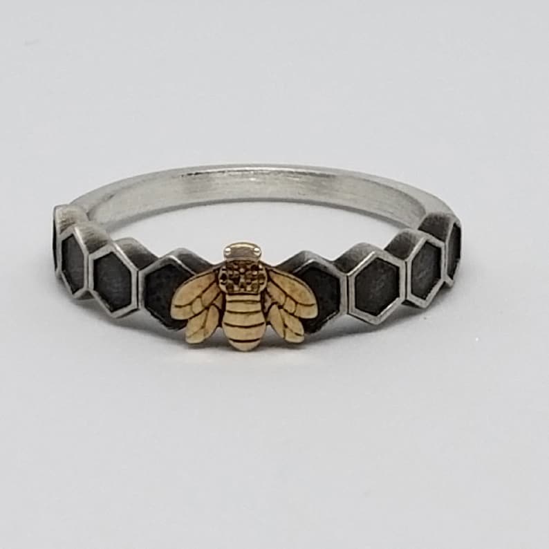 Gold Bee Ring Honeycomb Ring Bumblebee Ring Drone Ring Honey - Etsy
