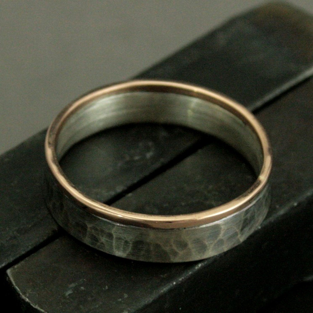 Two Tone Wedding Ring the Centurion Band 14K Rose Gold and Sterling ...