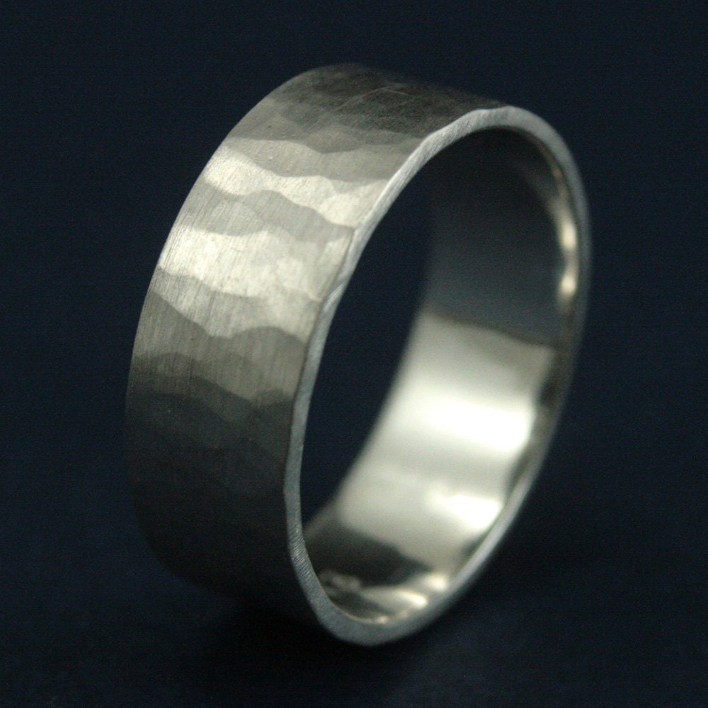 Hammered White Gold Wedding RingThe Devils in the | Etsy