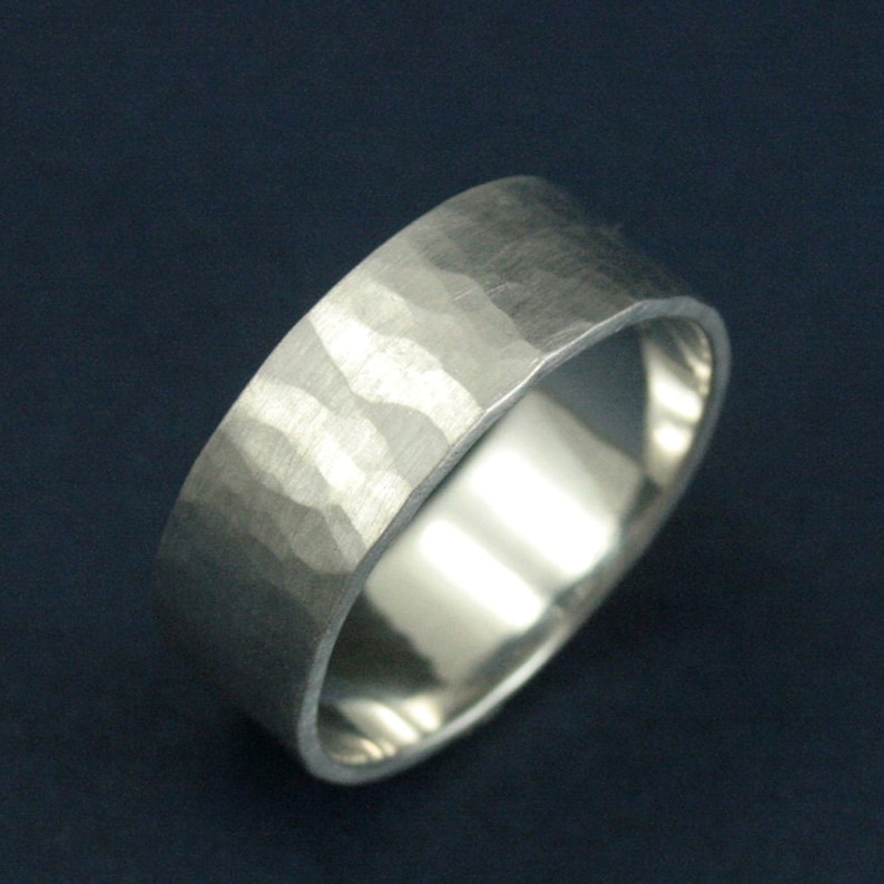 Hammered White Gold Wedding RingThe Devils in the | Etsy