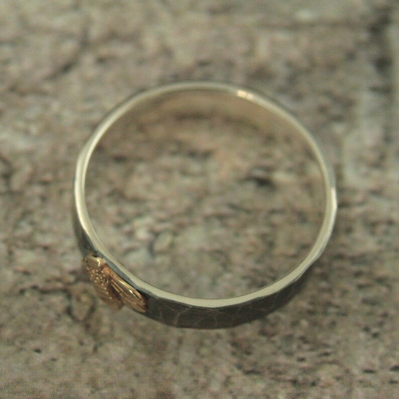 Honey Bee Ring Bumble Bee Ring Gold Bee Ring 4mm Hammered - Etsy