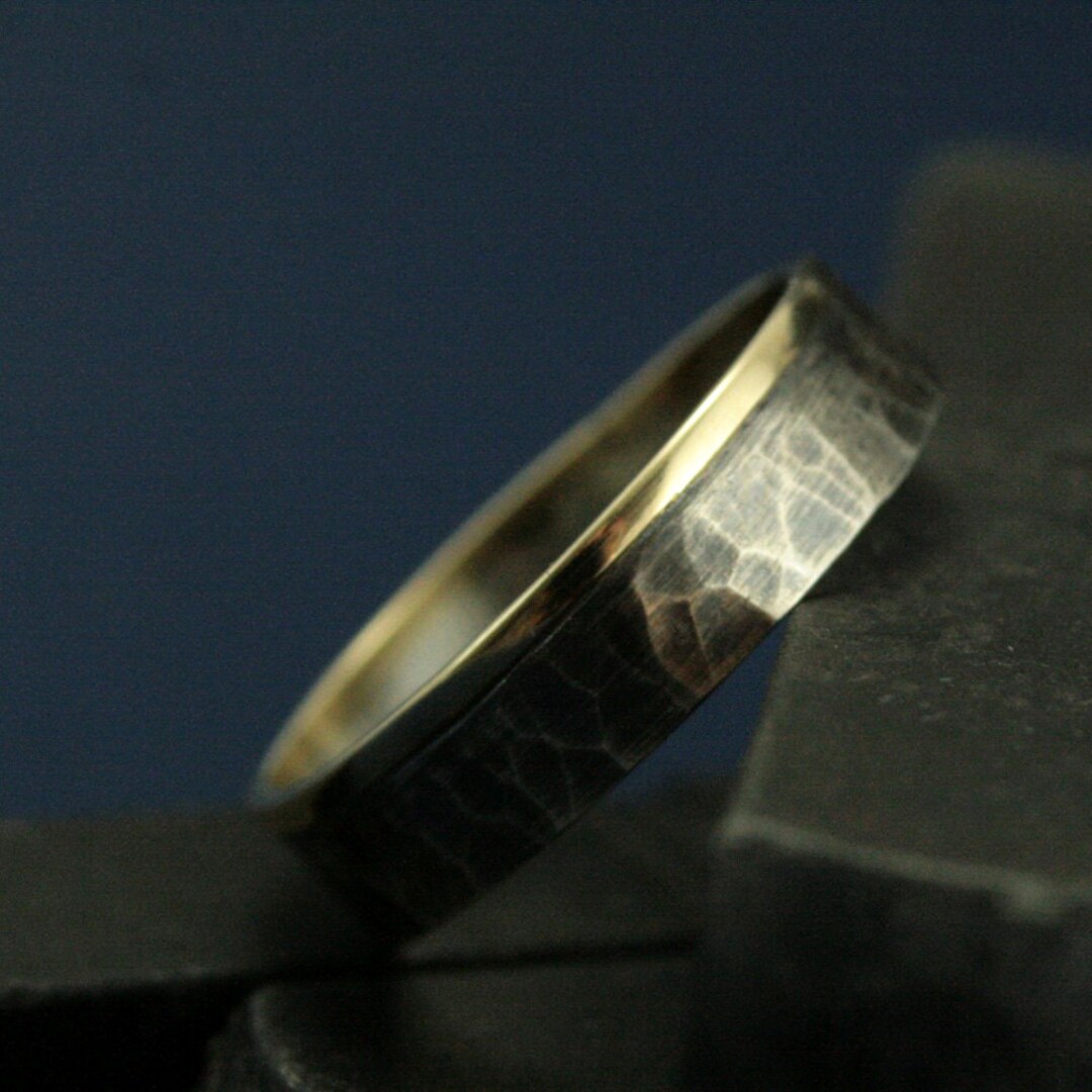 Yellow Gold and Silver Wedding Ring - the Centurion Band - Solid 14K Gold and Sterling Silver ...