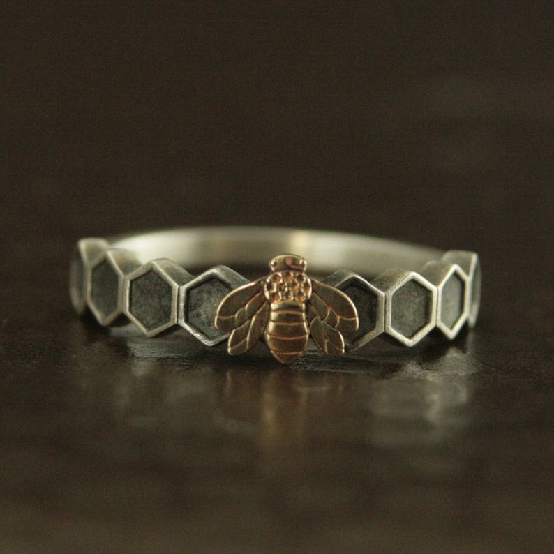 Gold Bee Ring Honeycomb Ring Bumblebee Ring Drone Ring Honey - Etsy