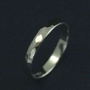 14K White Gold Band Hammered Gold Ring Hammered Men's Ring Wedding ...