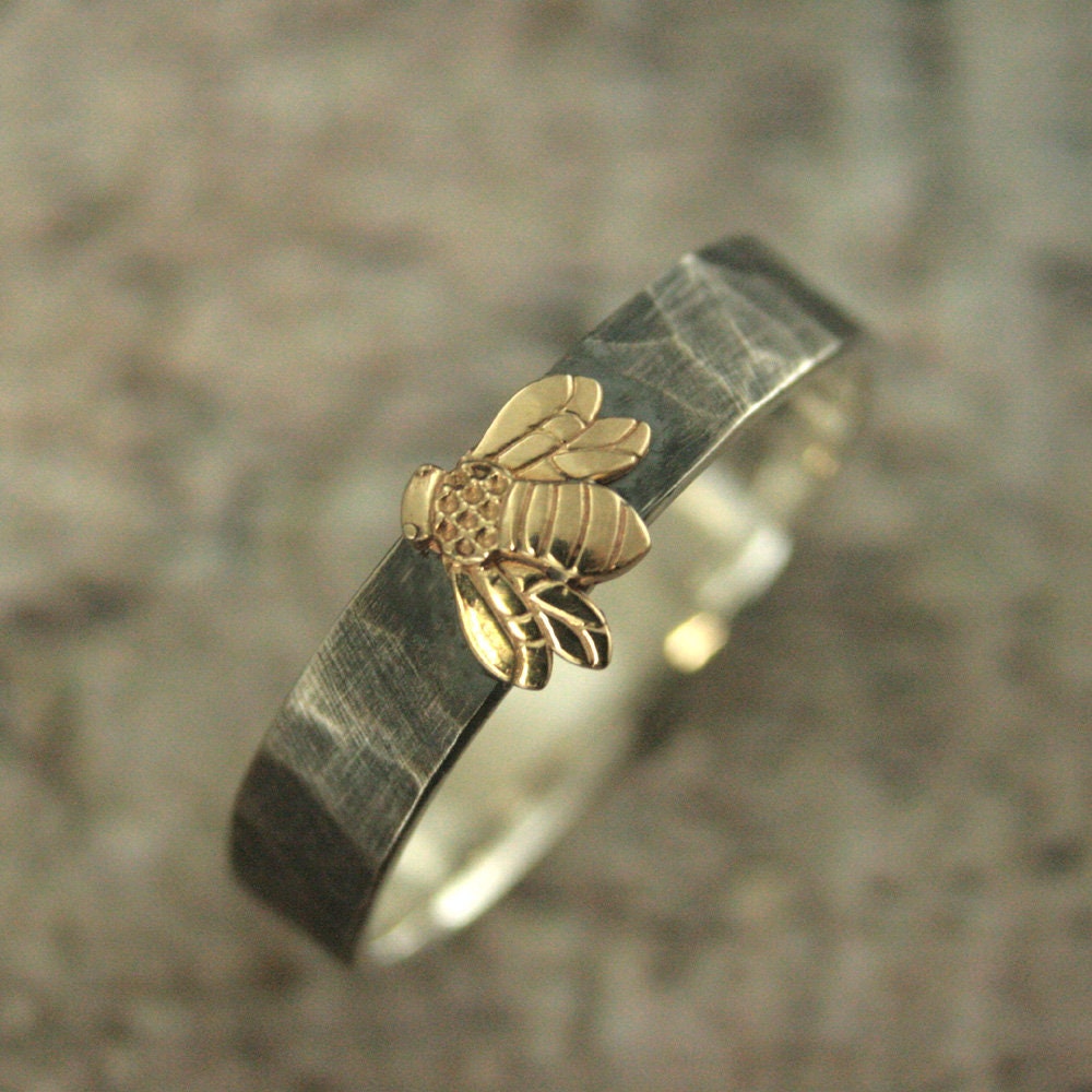 Honey Bee Ring Bumble Bee Ring Gold Bee Ring 4mm Hammered | Etsy