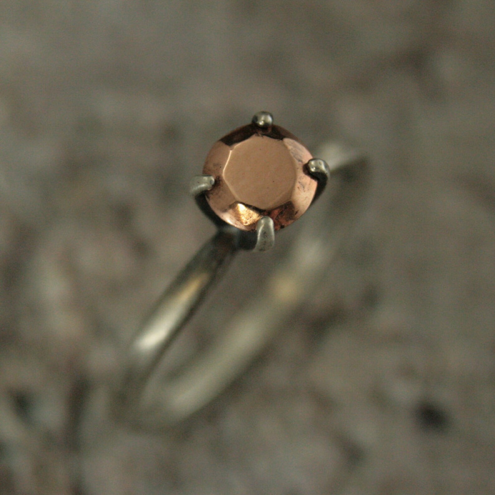 Gold Stone Ring Solid Cast Gold Faceted 6mm Round Stone in | Etsy