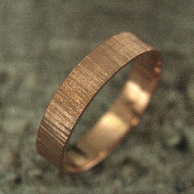 Men's Rustic Ring Men's Gold Band Gold Bark Ring - Etsy
