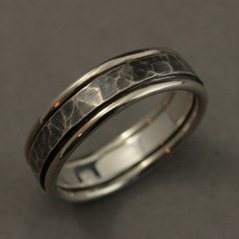 Ring Hammered Silver Band Distressed Ring Oxidized Silver Band 14K ...