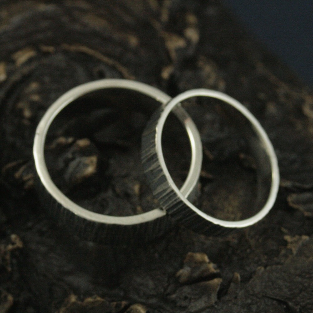 Rustic Wedding Band Set Bark Wedding Rings Wood Textured | Etsy