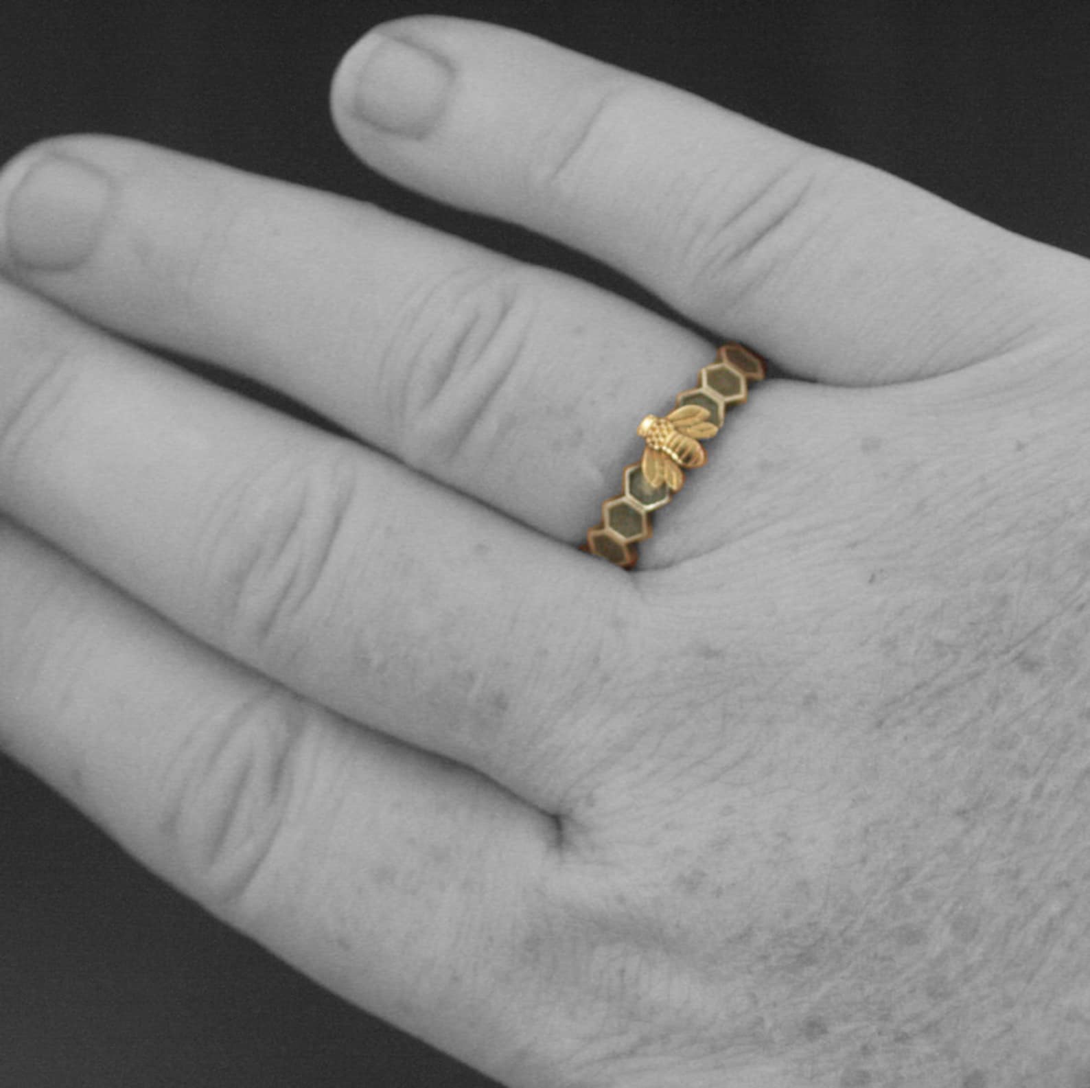 Gold Bee Ring Honeycomb Ring Bumblebee Ring Drone Ring Honey - Etsy