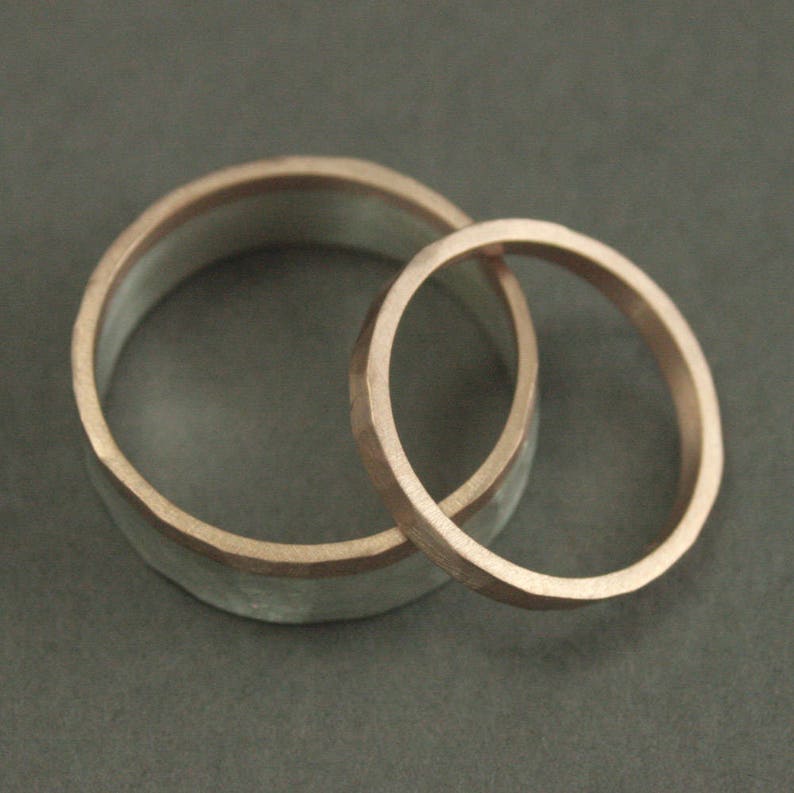 Rustic Wedding Set Wedding Band Set Wedding Ring Set Two Tone | Etsy
