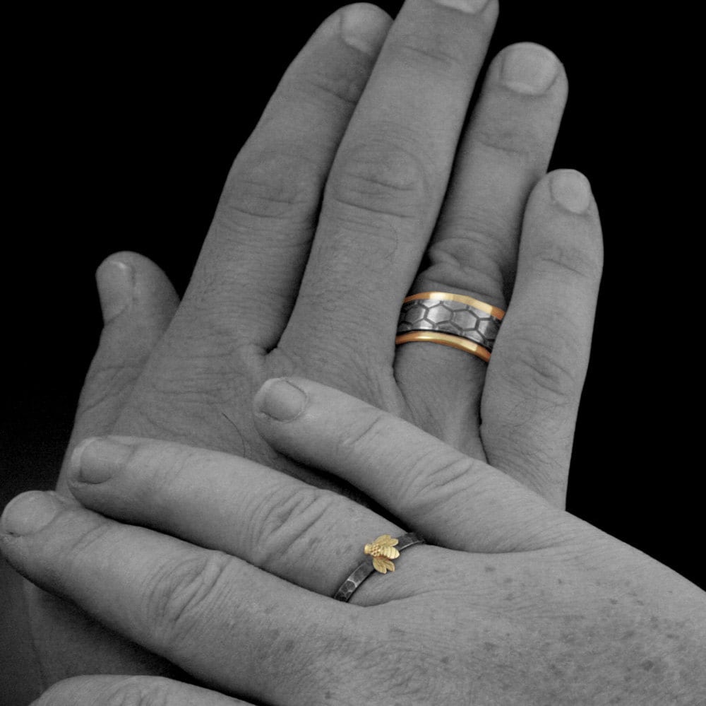 Gold Bee Rings Honey Bee Mine Set Bumblebee Ring Honey Bee Ring Helix ...
