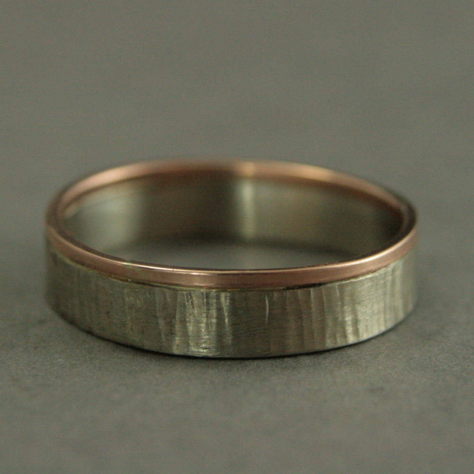 Solid Gold Two Tone Ringmen's Wedding Ringbark | Etsy