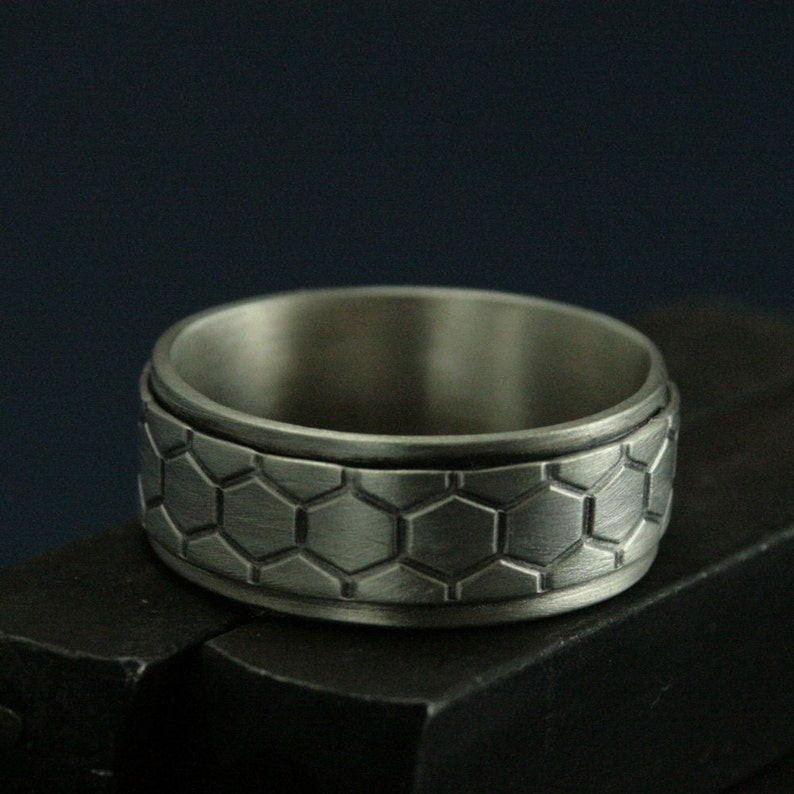 Unique Men's Ring Genus Apis Band Men's Wedding Band Honeycomb Ring ...