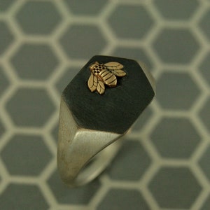 Bee Ring Large Bee Signet Ring Honeycomb Cell Ring Geometric Ring ...