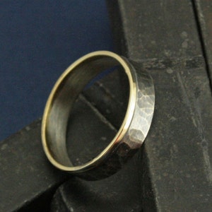 Yellow Gold and Silver Wedding Ring - the Centurion Band - Solid 14K Gold and Sterling Silver ...