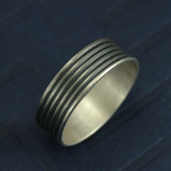Lined Ring Walk the Line Grooved Wedding Band Silver Lined | Etsy